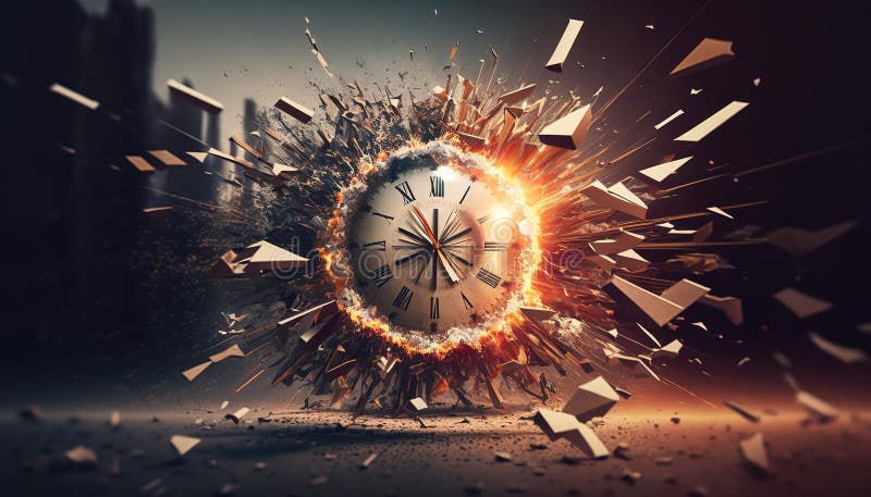 A Clock Exploding, Time is Running, Generative Ai Technology Stock Illustration - Illustration ...
