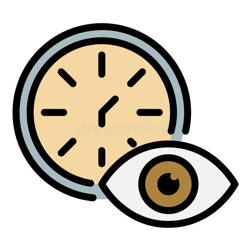 Clock and Eye Icon Color Outline Vector Stock Vector - Illustration of ...