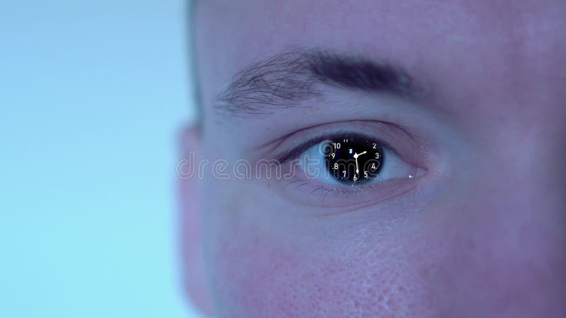 Clock in Timelapse in the Eye of the Person Stock Footage - Video of ...