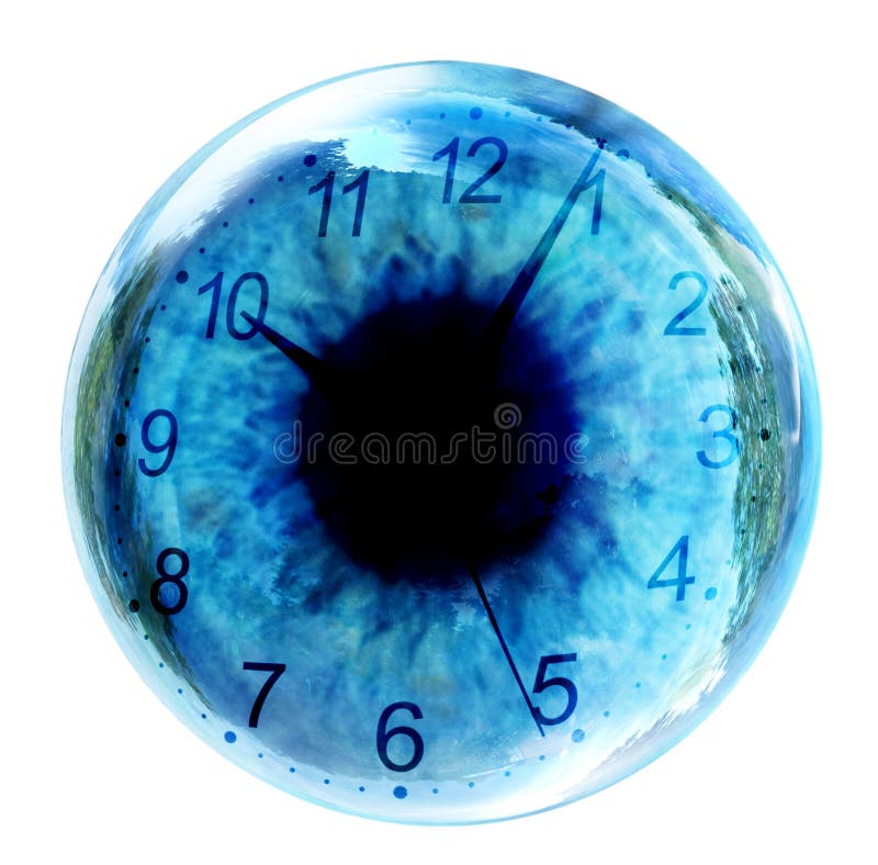 Earth clock in eye stock image. Image of single, hour - 14084299