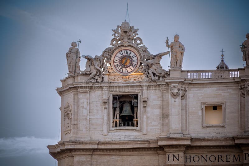 Clock on the Facade of the Basilic of Saint Peter in the Vatican City ...