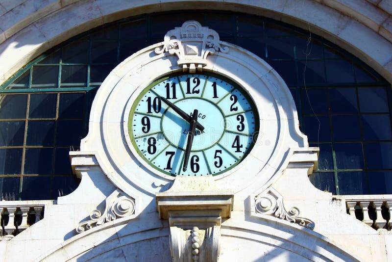Clock on the Facade of a Building Stock Photo - Image of antique ...