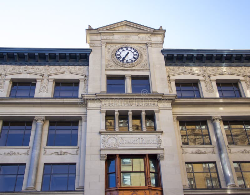Clock on Facade of Old Office Building Stock Image - Image of ...