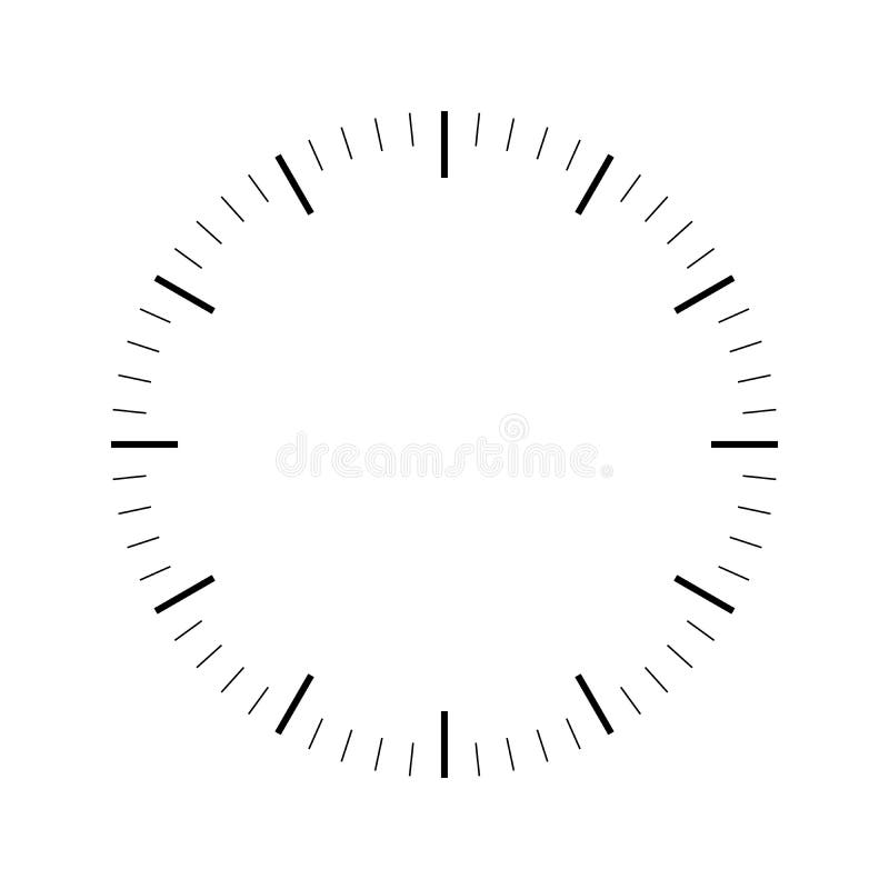Clock Face. Blank Hour Dial with Hour and Minute Hand. Dots Mark Hours ...