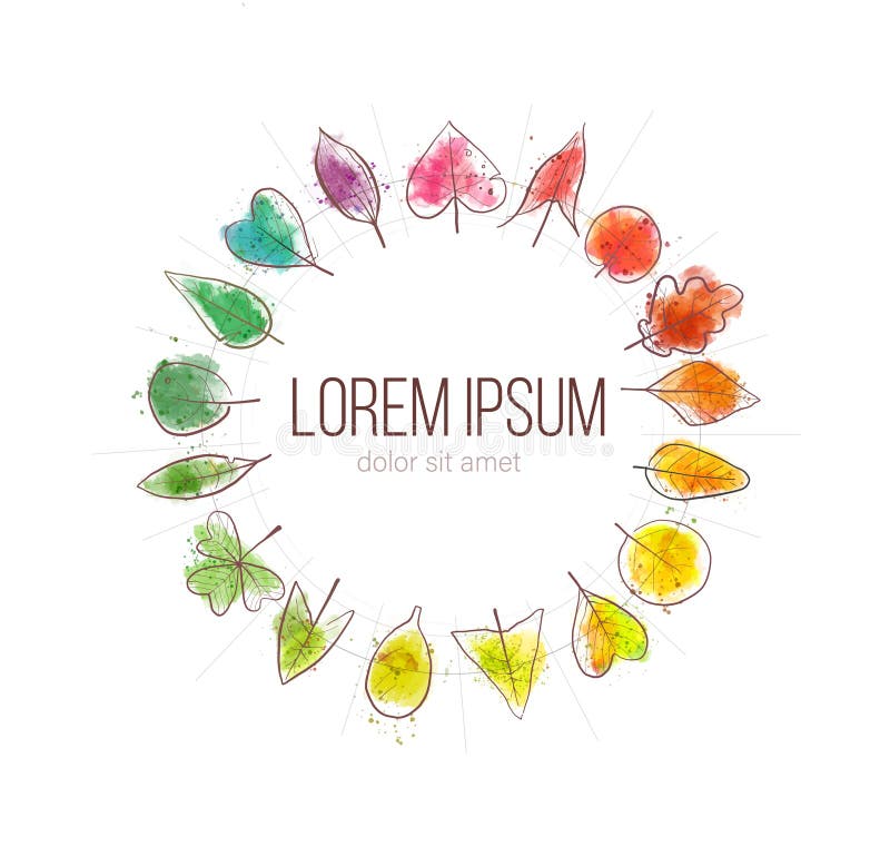 Clock Face with Colored Leaves and Place for Your Text. Stock Vector ...