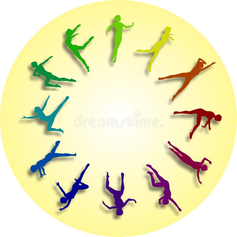 Clock Face Colorful Dancers Stock Illustration - Illustration of face ...