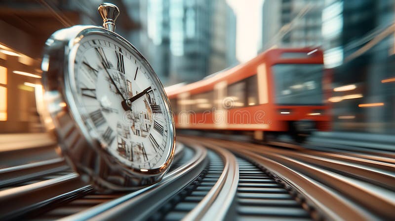 The Clock Face is Creatively Transformed into a Train Track. Stock ...