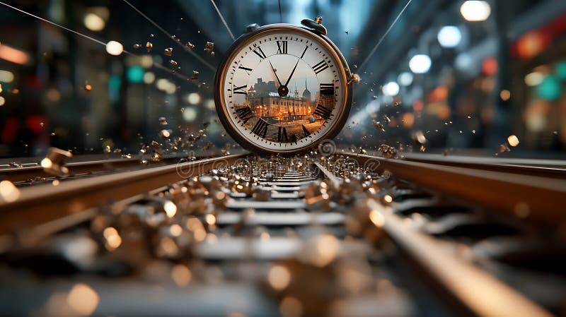 The Clock Face is Creatively Transformed into a Train Track. Stock ...