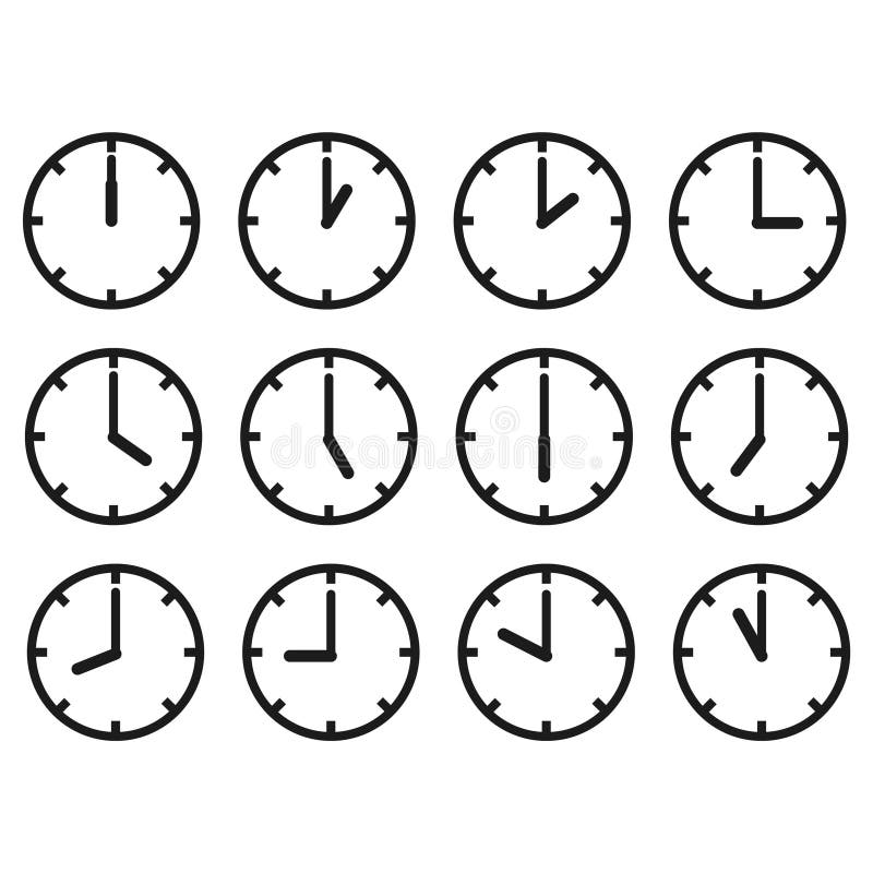 Clock Face Designs. Twelve Clock Variations. Time Icons Collection ...
