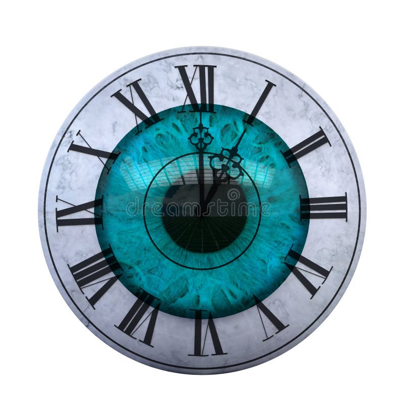 Clock face on eye stock illustration. Illustration of sign - 96816132