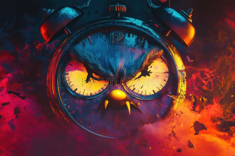 A Clock Face with a Face of a Monster on it Stock Illustration ...