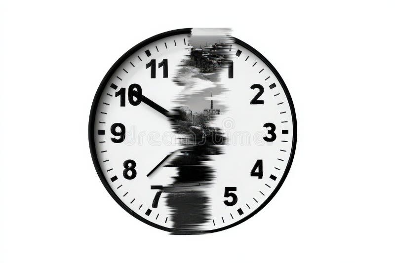 Glitched Clock Face Displaying Reversed Numbers and Distorted Time ...