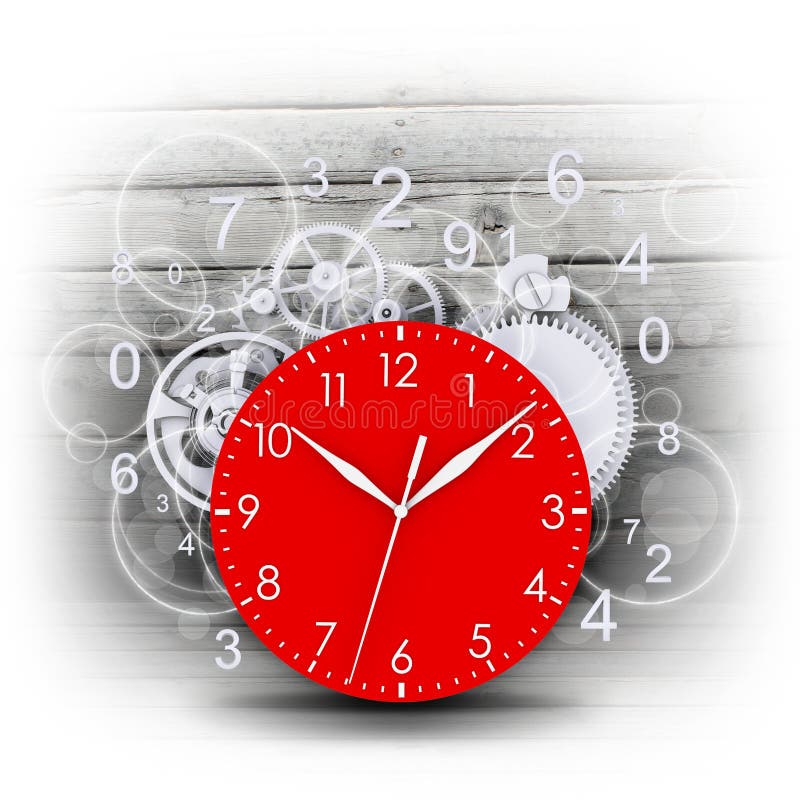 Clock Face with Figures and White Gears Stock Illustration ...