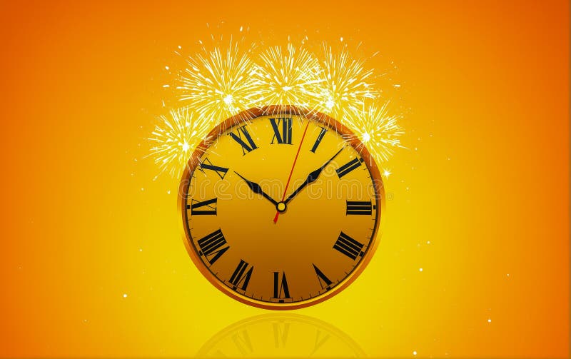 Clock Face with Fireworks on the Background in Honor of the New Year ...