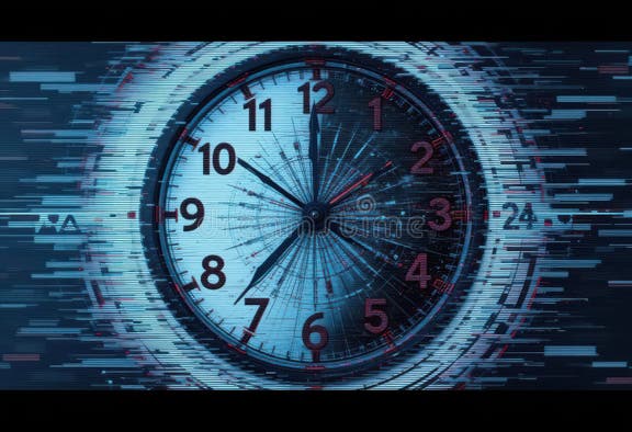 Clock Face Fragmented and Digitized, Creating a Glitch Effect. Stock Illustration - Illustration ...
