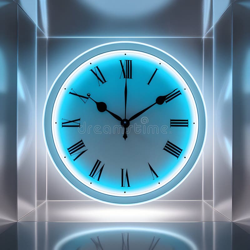 Clock Face Glowing at Midnight Time Up Isolated on Transparent ...