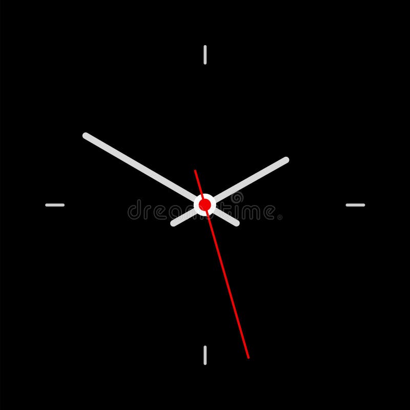 Clock Face Icon in Flat Style, Minimalistic Timer on Black Background ...