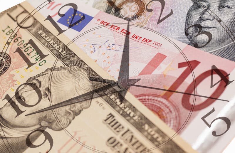 Clock Face International Currencies Time Money Concept Stock Photos ...