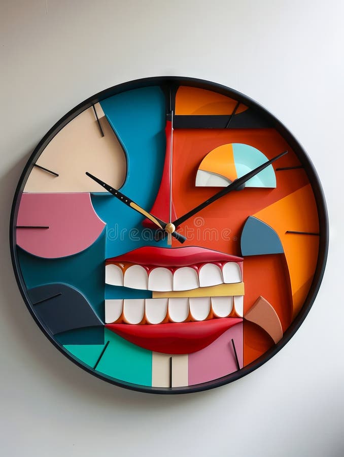 A Clock with a Face Made of Colorful Pieces Stock Photo - Image of ...