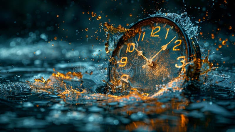 A Clock Face Melting into a Puddle of Distorted Numbers Symbolizing the ...