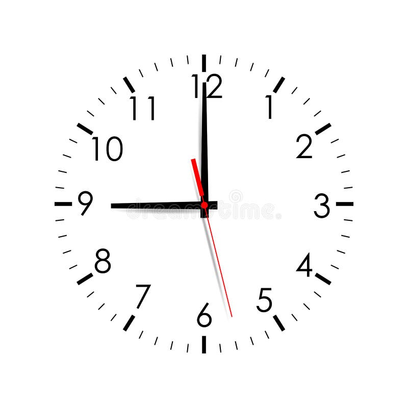 Clock Face Mock Up Isolated on White Background. 9 O`clock Stock ...