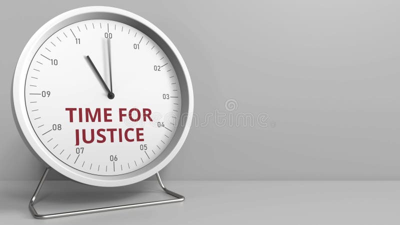 TIME for JUSTICE Caption on the Clock Face. Conceptual Animation Stock ...