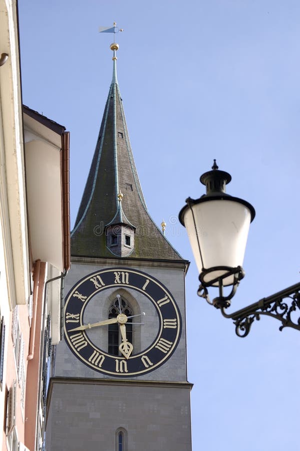 Clock face and street lamp stock image. Image of buildings - 8682165