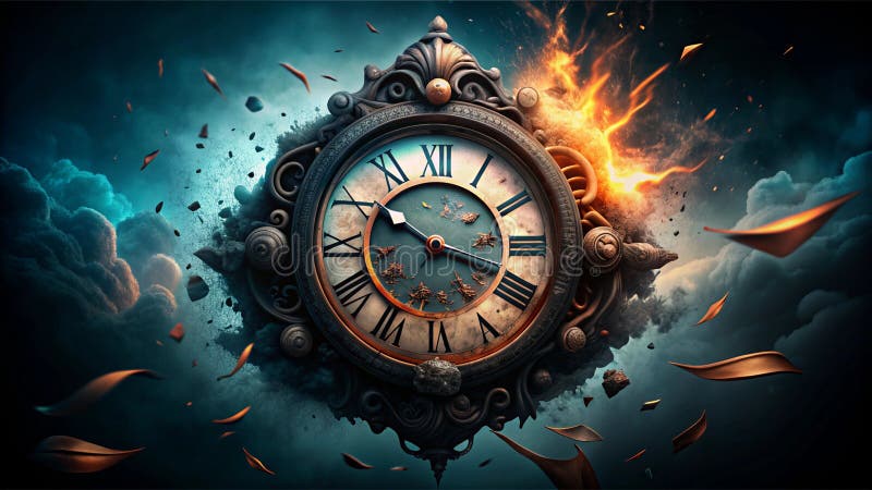 Clock Face Surrounded by Light Beams Stock Illustration - Illustration ...