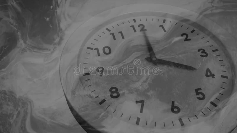 Clock Face with Swirling Grayscale Animation Pattern in Abstract Design ...