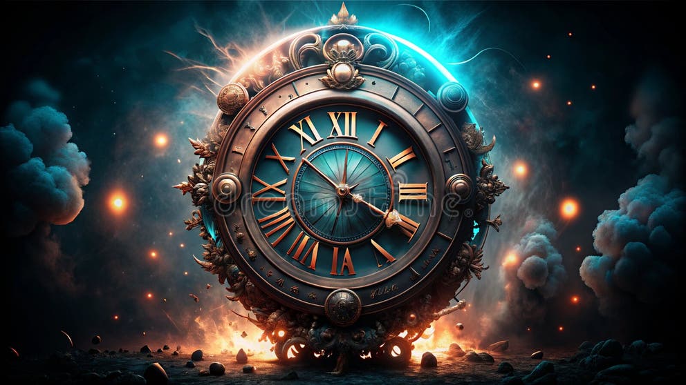 Clock Face with Swirling Numbers, Time Concept Stock Illustration ...