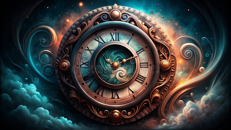 Clock Face with Swirling Numbers, Time Concept Stock Illustration ...