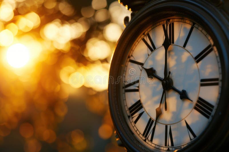 Clock Face in Warm Sunlight Stock Image - Image of shadow, hour: 346957339