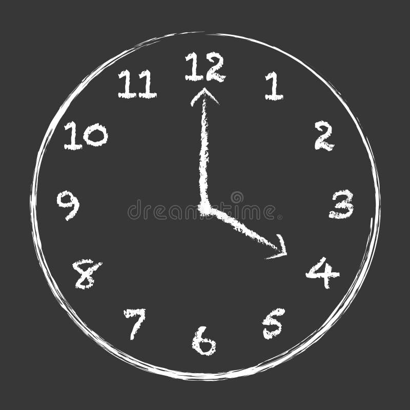 Clock Face Written with White Chalk on a School Blackboard Stock Vector ...