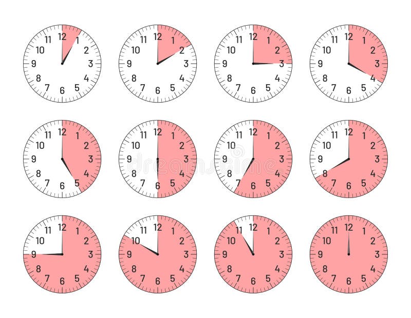 Clock Faces with Different Time Intervals Set Stock Vector ...