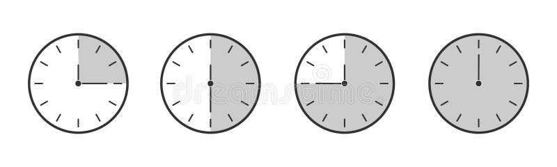 Clock Faces with 15, 30, 45 Minute and Full Hour Time Interval. Dial ...