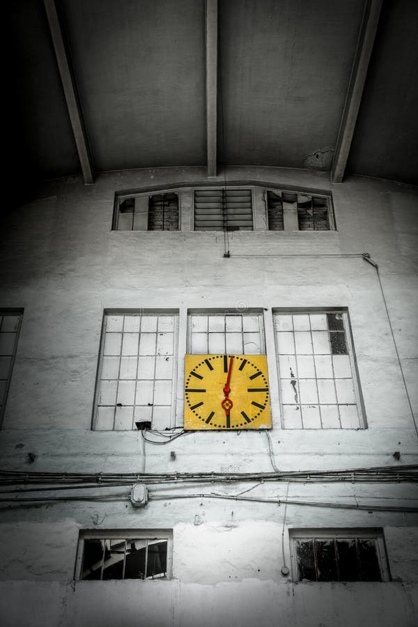 Clock in a factory stock photo. Image of scenery, clock - 34649118