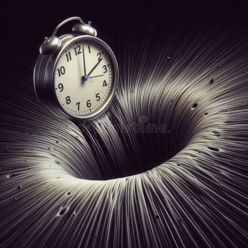 A Clock Falling into a Black Hole. Stock Illustration - Illustration of ...