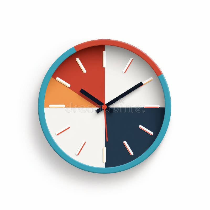 Colorful Geometrical Clock Illustration on White Background Stock ...