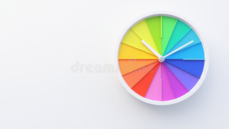 A Clock Featuring a Rainbow Spectrum, Telling Time on a Plain White ...