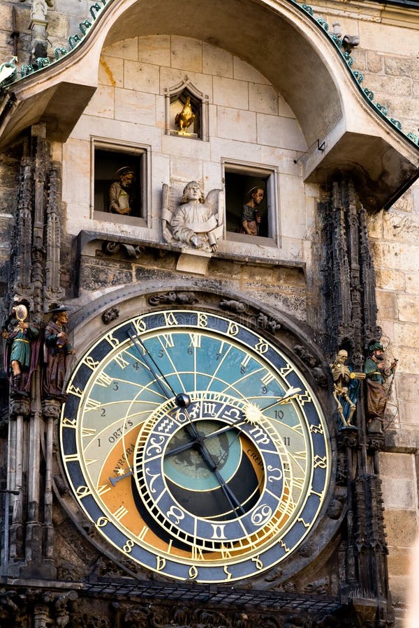 Clock with Figures on the Town Hall in Prague Stock Photo - Image of ...