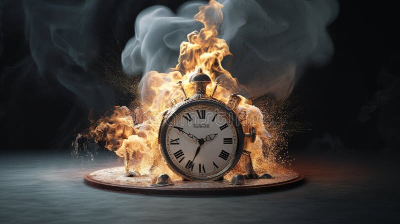 Clock on Fire. AI Generated Stock Image - Image of flames, danger ...