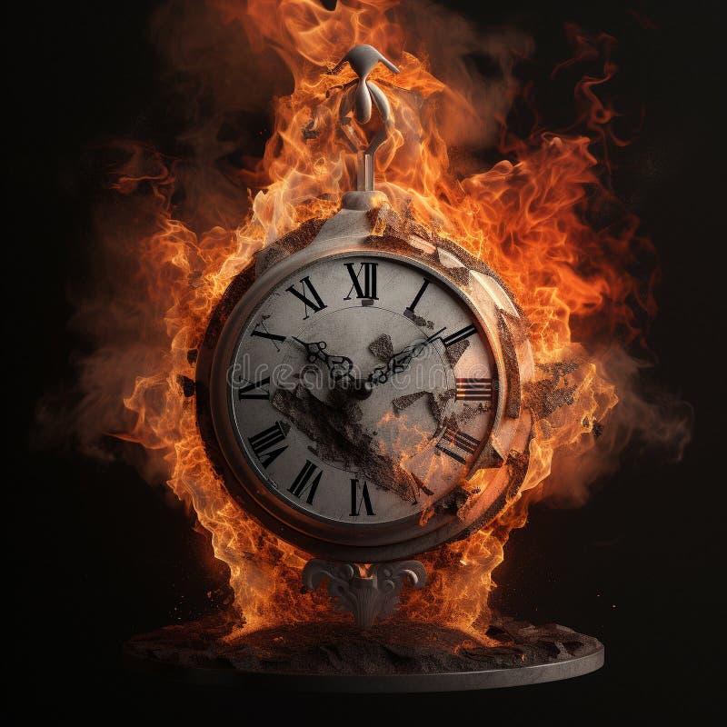 Clock on Fire. AI Generated Stock Illustration - Illustration of danger ...