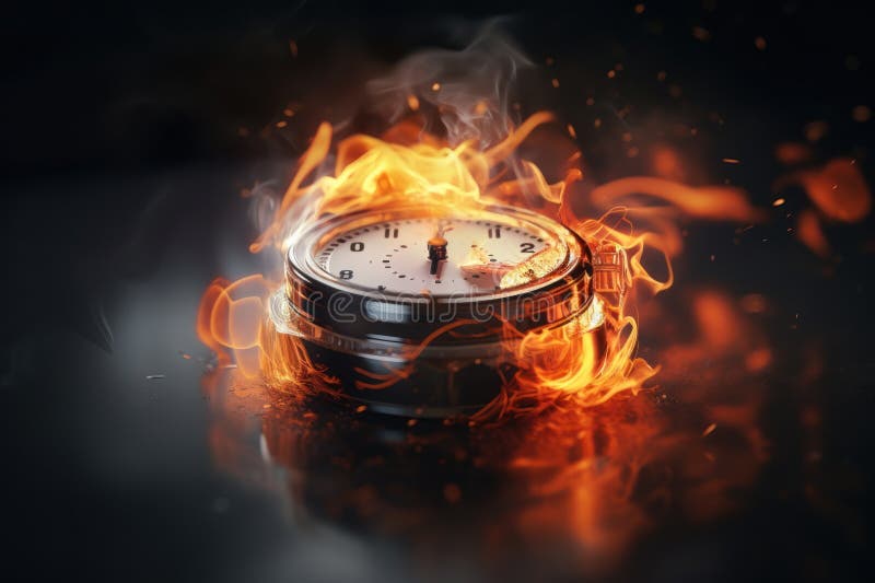 The Clock is on Fire. AI Generated Stock Illustration - Illustration of ...