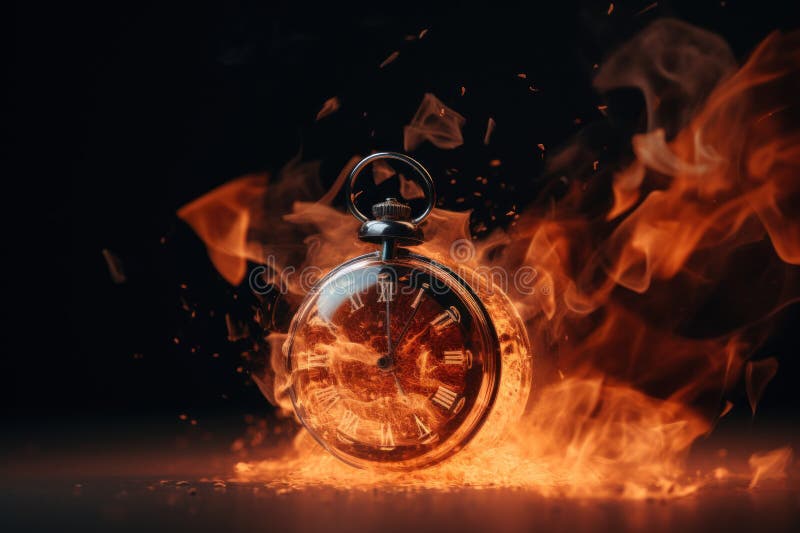 The Clock is on Fire. AI Generated Stock Illustration - Illustration of ...