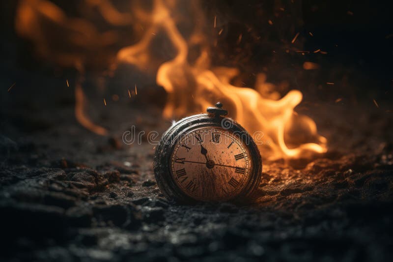 The Clock is on Fire. AI Generated Stock Illustration - Illustration of ...
