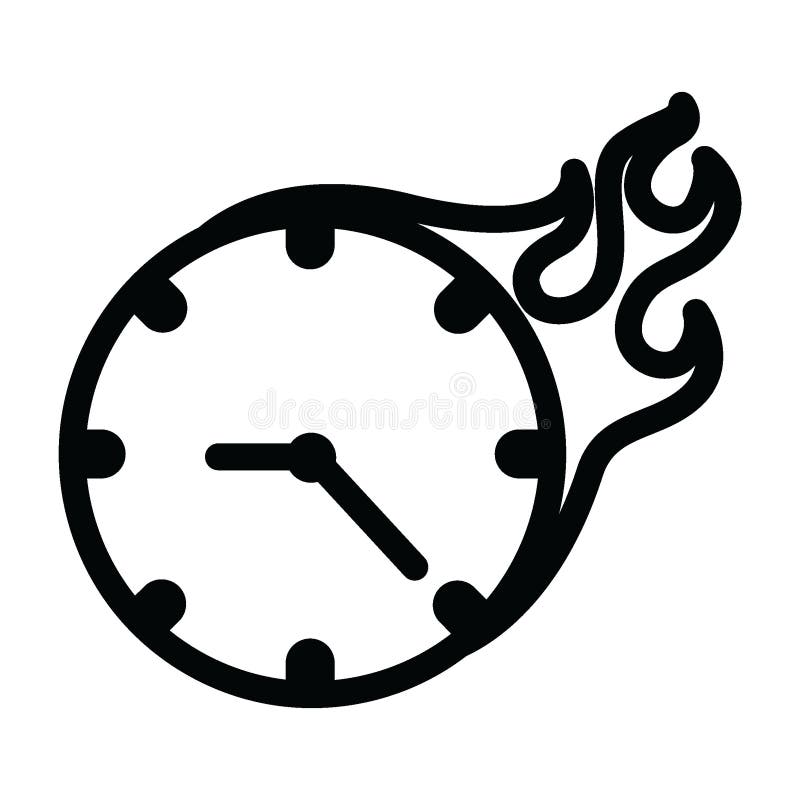 Clock on Fire Concept. Vector Illustration Decorative Design Stock ...