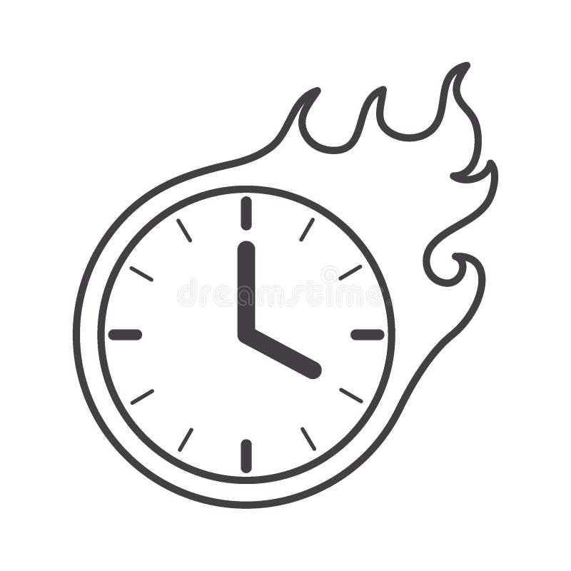 Clock on Fire Concept. Vector Illustration Decorative Design Stock ...