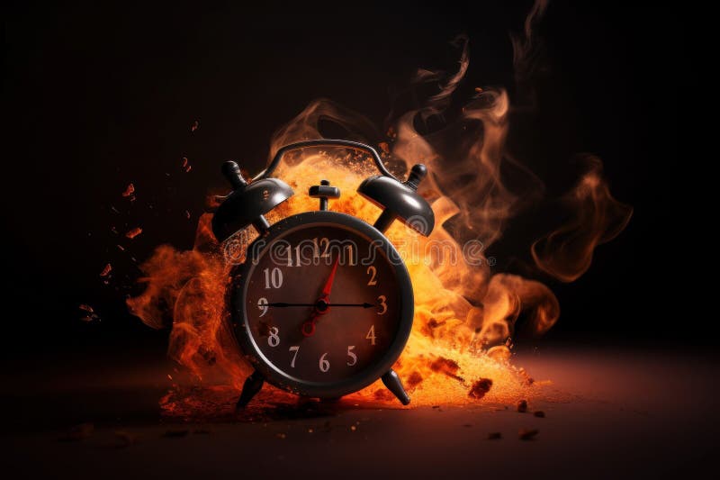 A Clock that is on Fire with Flames Around it, Created by Generative AI ...
