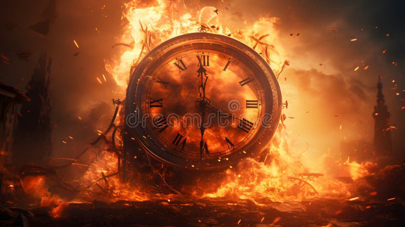 The Clock is on Fire. Deadline Concept Stock Photo - Image of blow ...