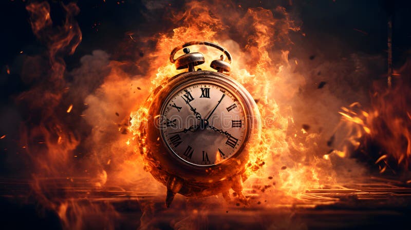 The Clock is on Fire. Deadline Concept Stock Image - Image of time ...